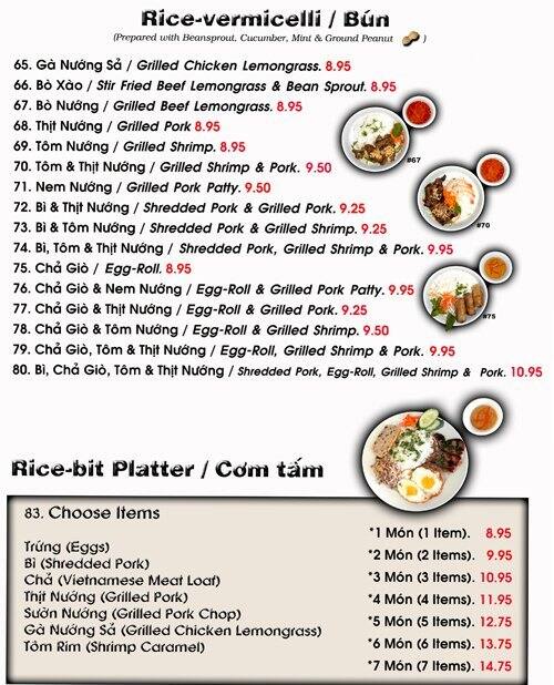 Menu at Pho Saigon Cuisine restaurant, Margate