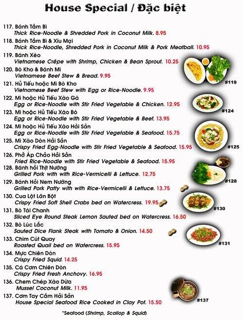 Menu at Pho Saigon Cuisine restaurant, Margate