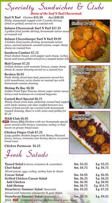 Menu at Mt. Airy Deli restaurant, Philadelphia