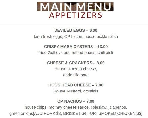 Menu at City Pork Jefferson BBQ, Baton Rouge