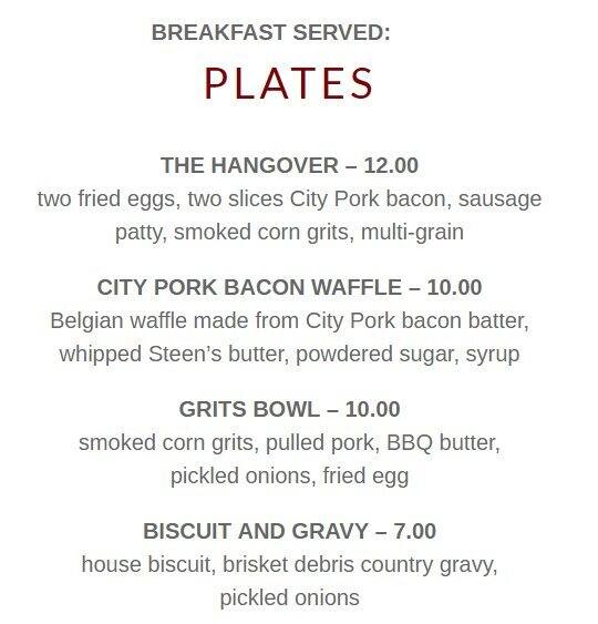 Menu at City Pork Jefferson BBQ, Baton Rouge