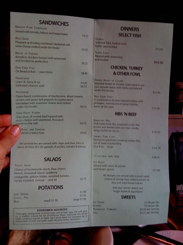 Menu at Out Of The Ordinary and Hickory Bar, Nashville