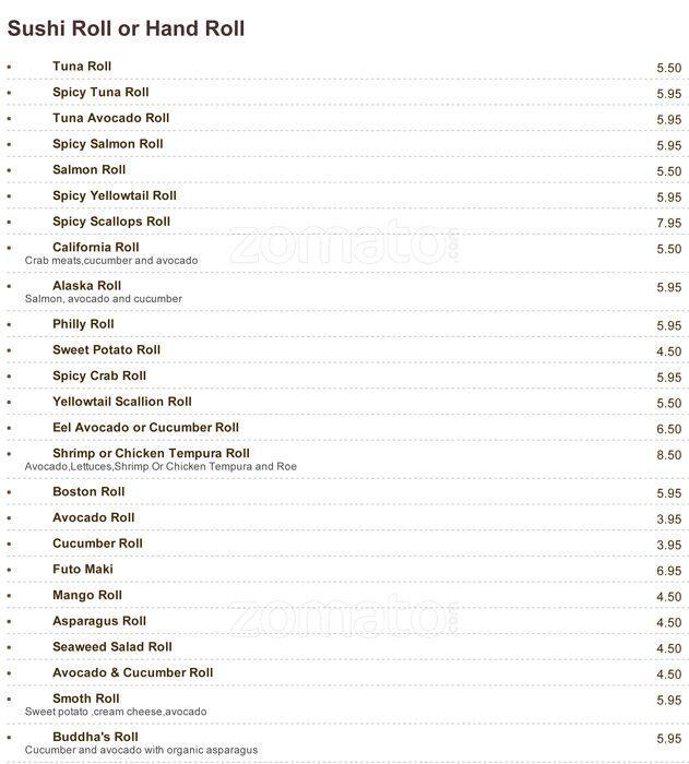 Menu at Koto Grill & Sushi restaurant, Salem