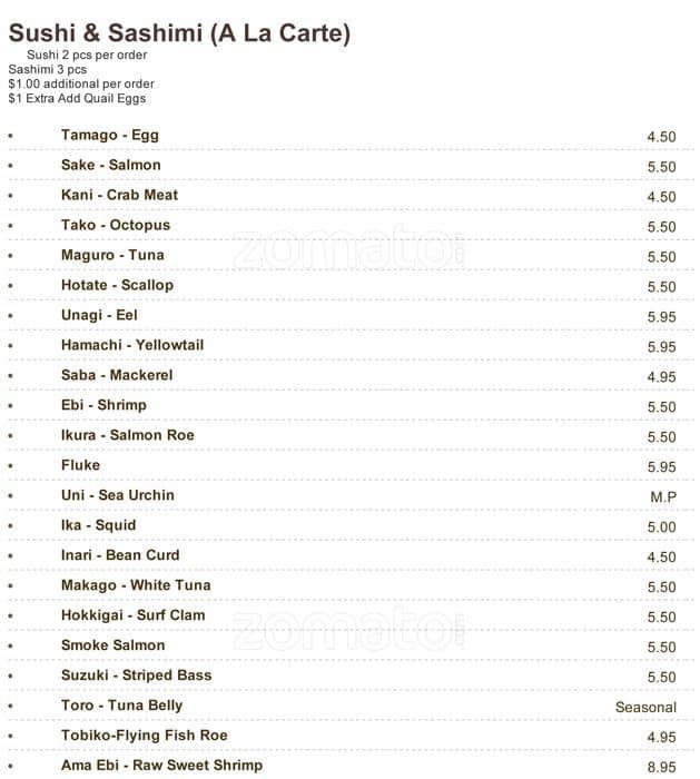 Menu at Koto Grill & Sushi restaurant, Salem