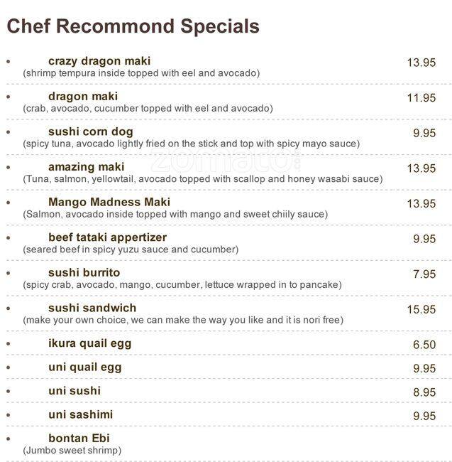 Menu at Koto Grill & Sushi restaurant, Salem