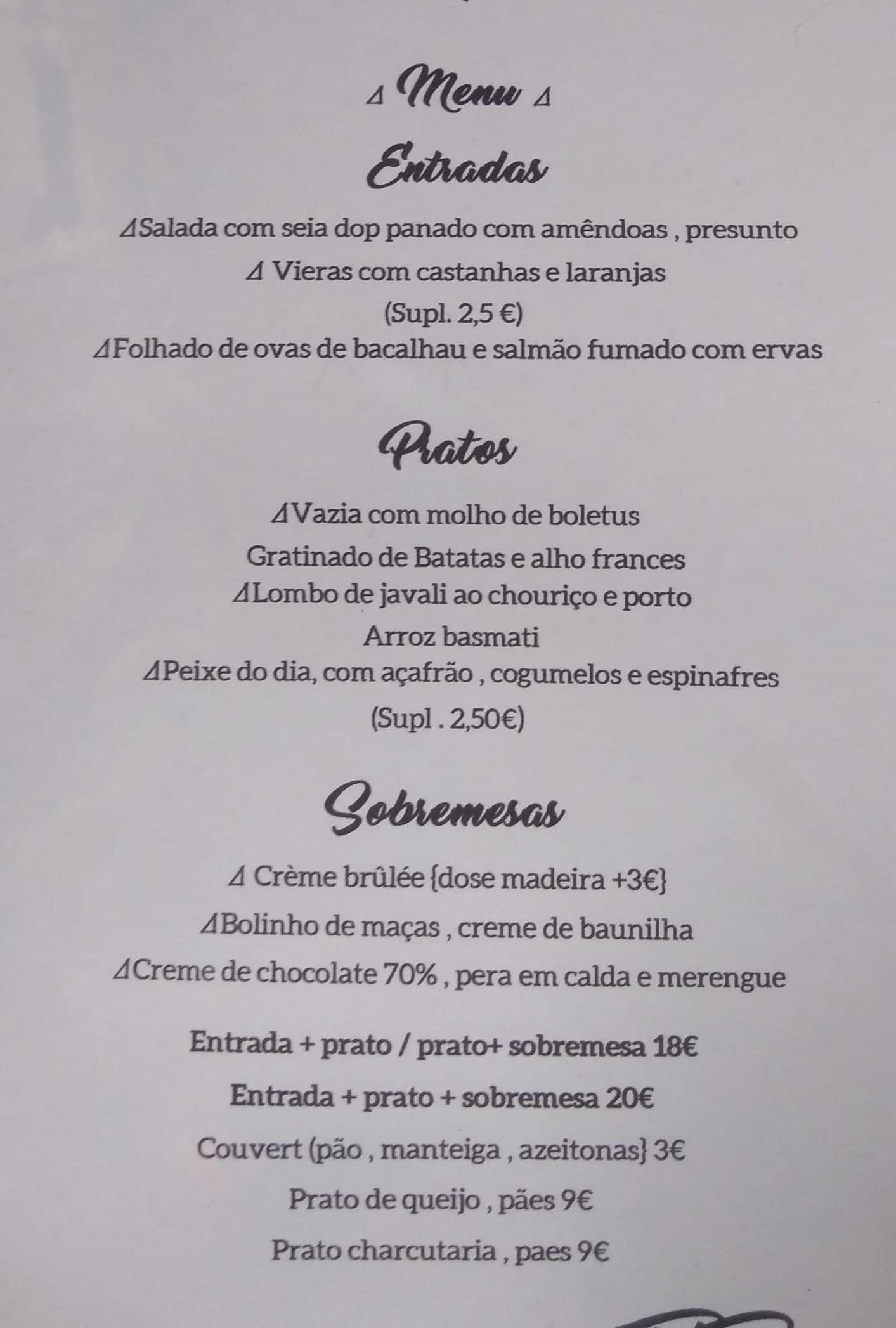 Menu em Tasca do Francês restaurante, Lisboa