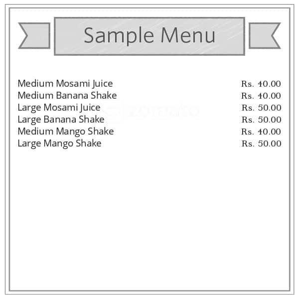 Menu of A One Fruit Juice Corner, Loni, Ghaziabad