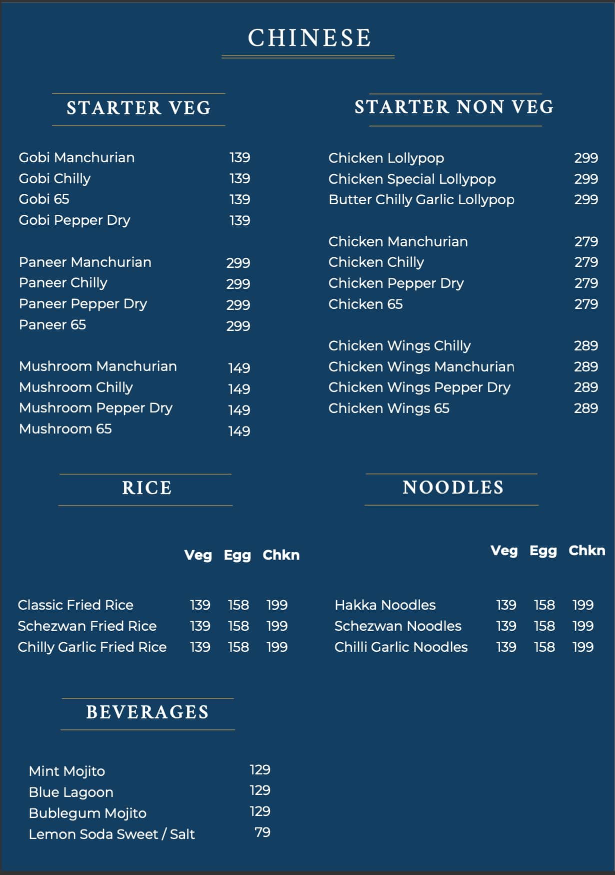 Menu of Yay! Chinese, Jakkur, Bangalore