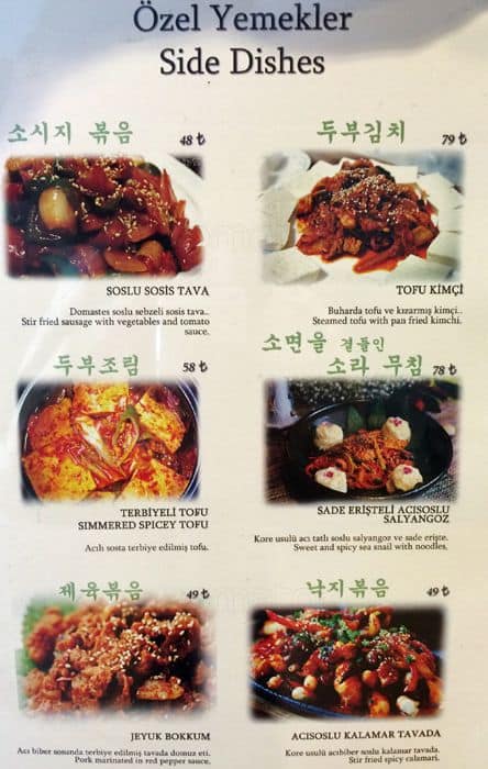 Menu at Korean Restoran Gaya, Istanbul, Abdülhak Hamit Cd.