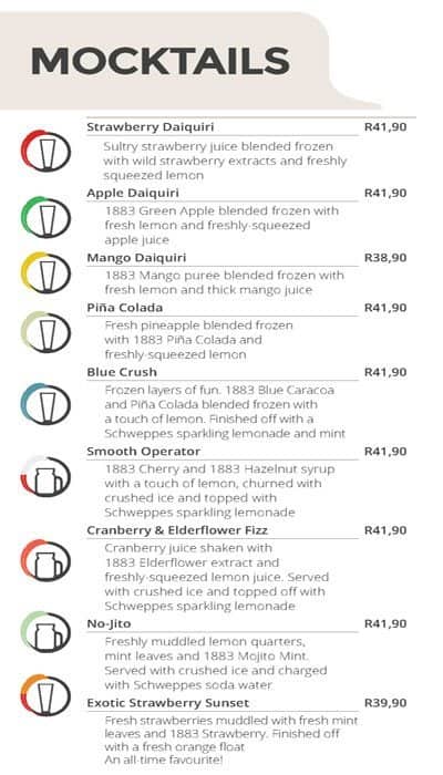 Menu at Parrots restaurant, Centurion, Shop 136