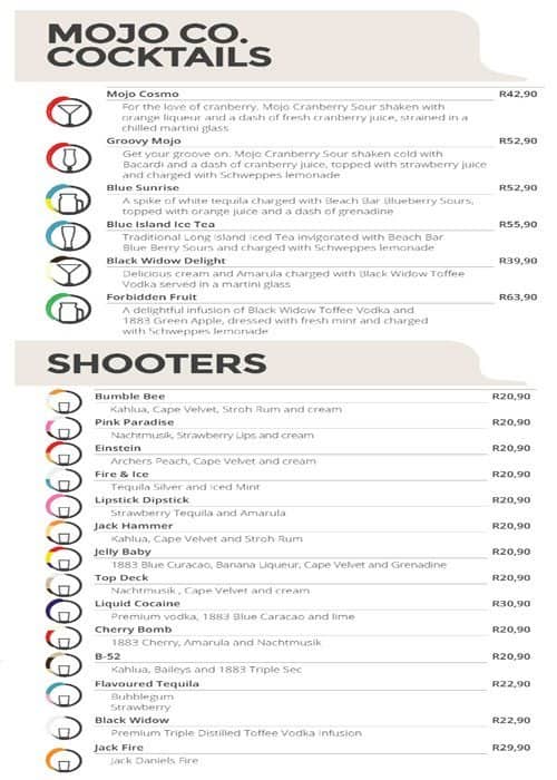 Carta del restaurante Parrots, Centurion, Shop 136