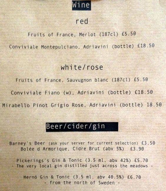 Menu at Peter's Yard cafe, Edinburgh, Quartermile