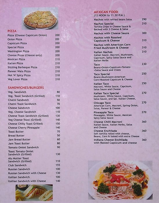 Menu of Shiv Sagar, Aundh, Pune