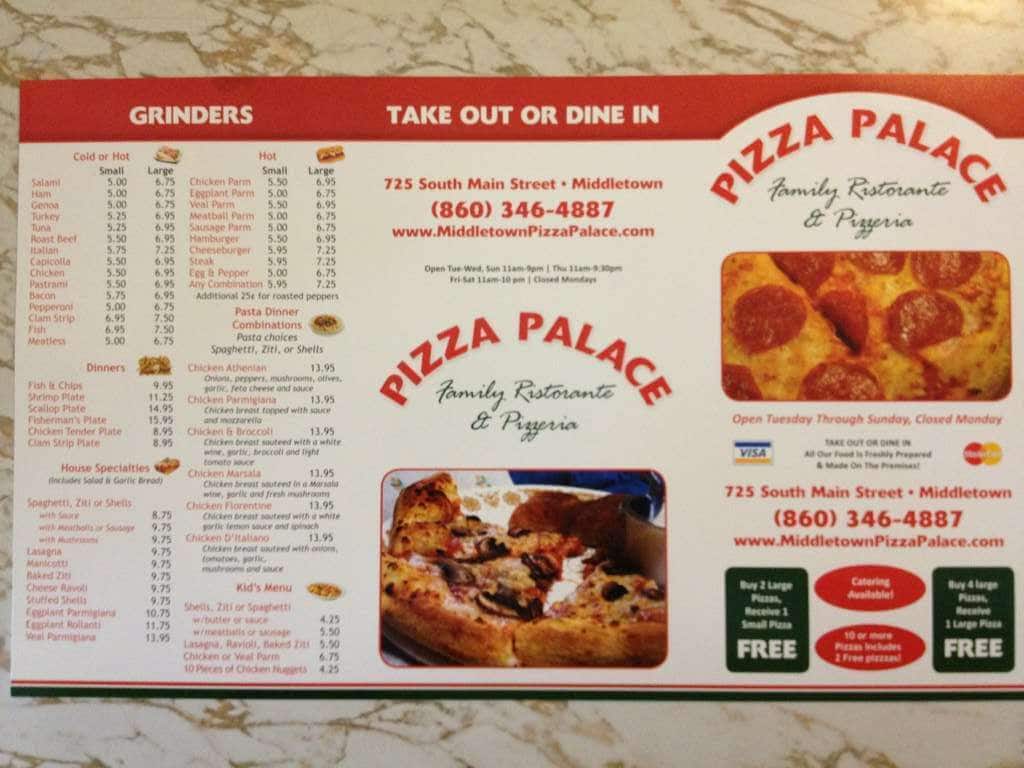 Pizza Palace Menu, Menu untuk Pizza Palace, Middletown, Hartford ...