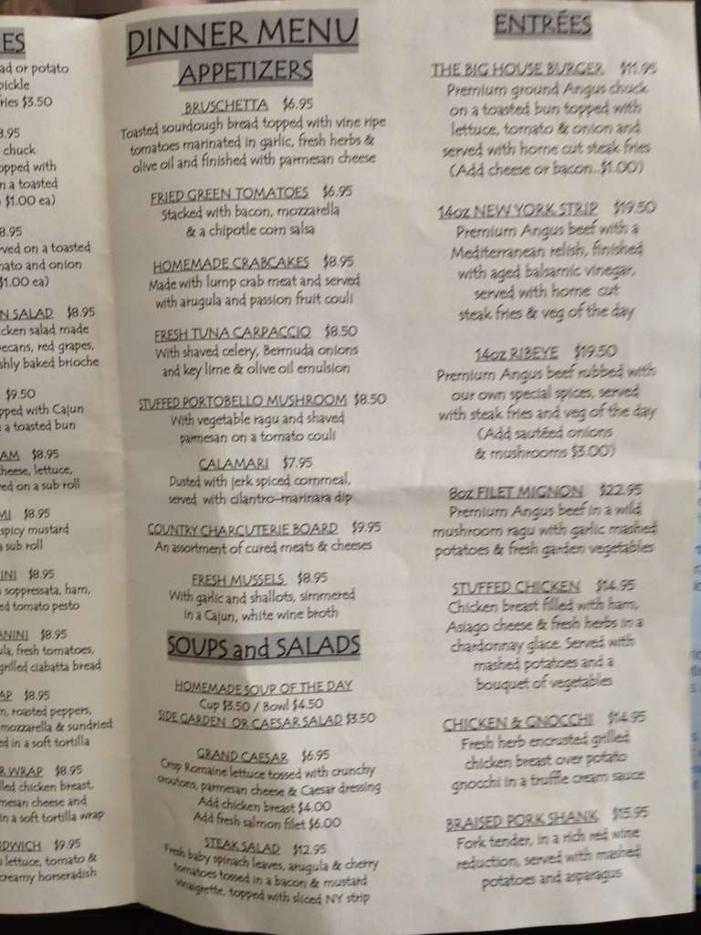 Menu at Cristof's on McGregor restaurant, Fort Myers