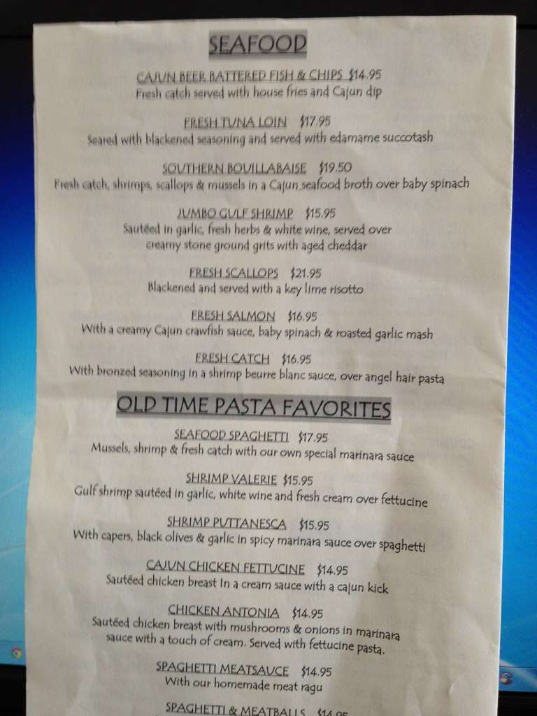 Menu at Cristof's on McGregor restaurant, Fort Myers