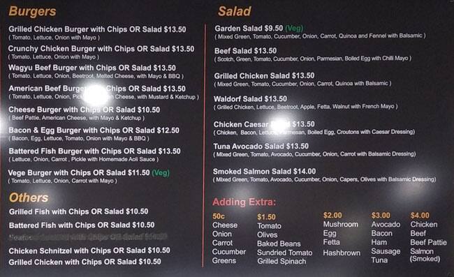 Menu at Trinity Cafe and Restaurant, Burwood