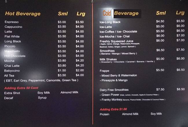 Menu at Trinity Cafe and Restaurant, Burwood