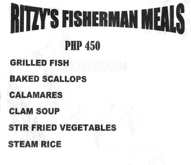 Menu at Ritzy's White Beach Resort & Restaurant, Philippines