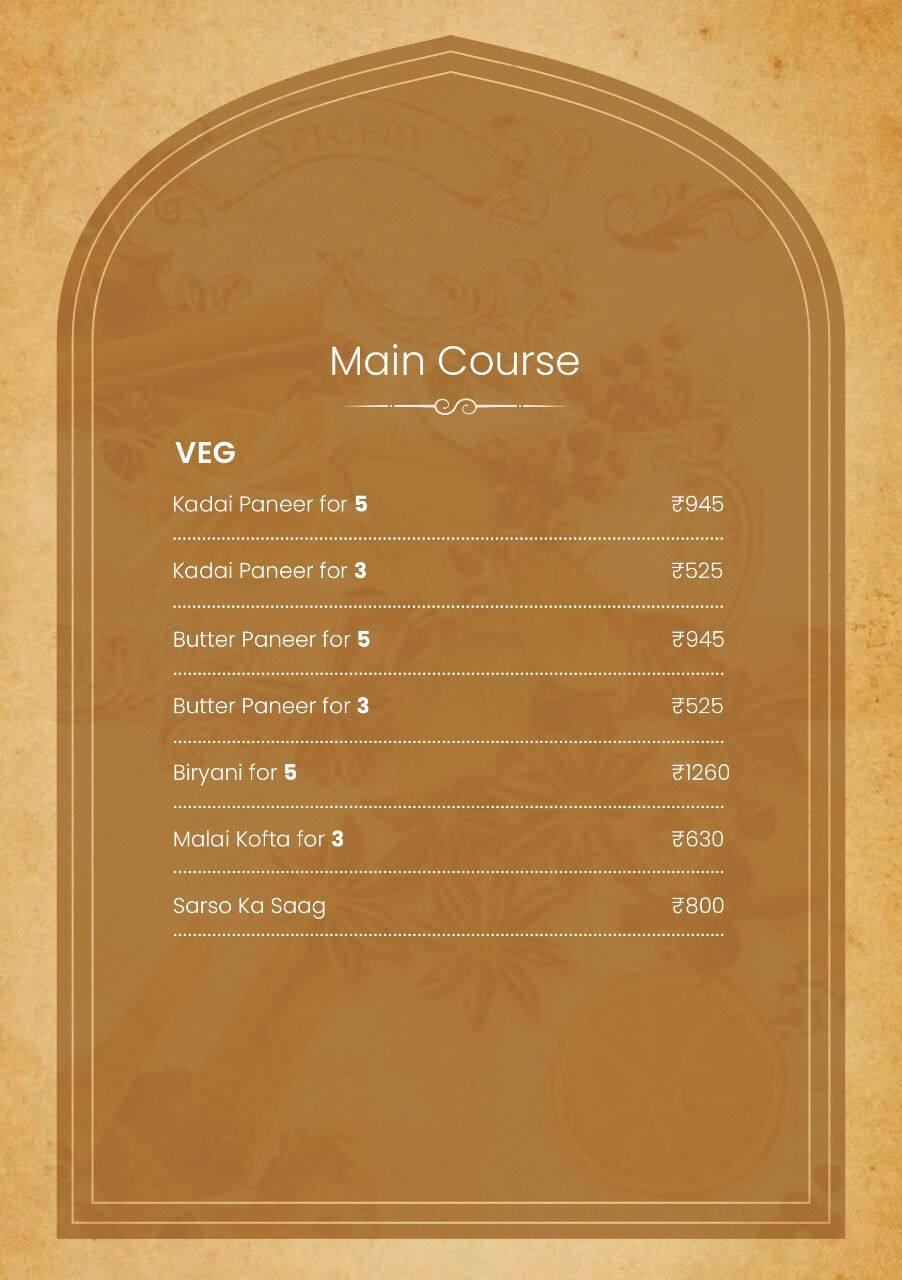 Menu at Dal Samarkand, New Delhi