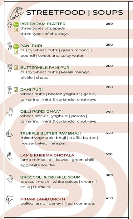 Menu of Ishaara, KR Puram, Bangalore