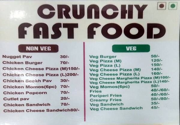 Menu of Crunchy Fast Food, Kharghar, Navi Mumbai
