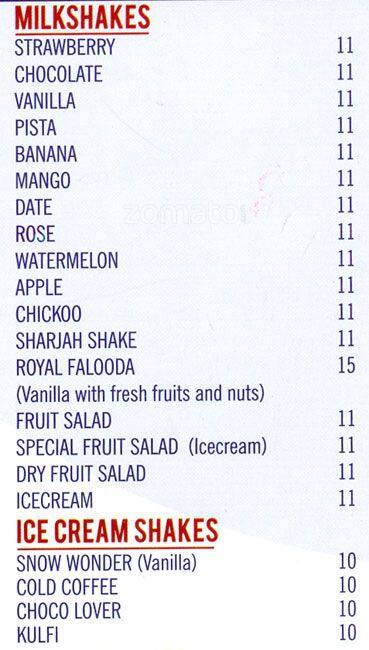 Menu at Alka Ammas Restaurant, Dubai