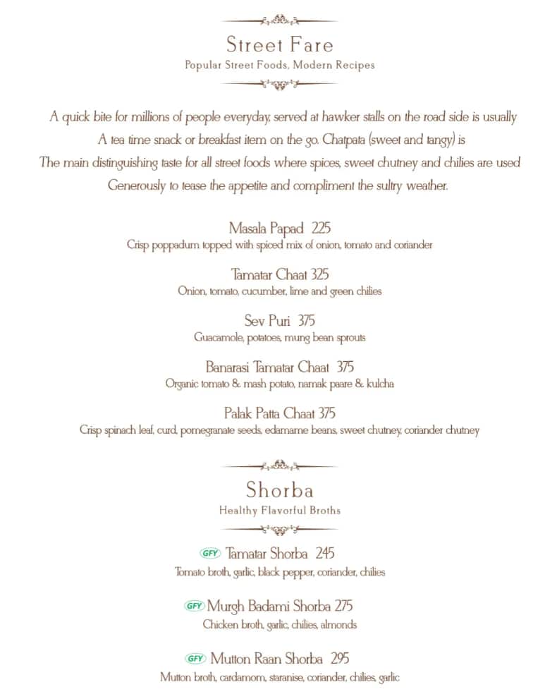 Menu of Punjab Grill, Kalyani Nagar, Pune