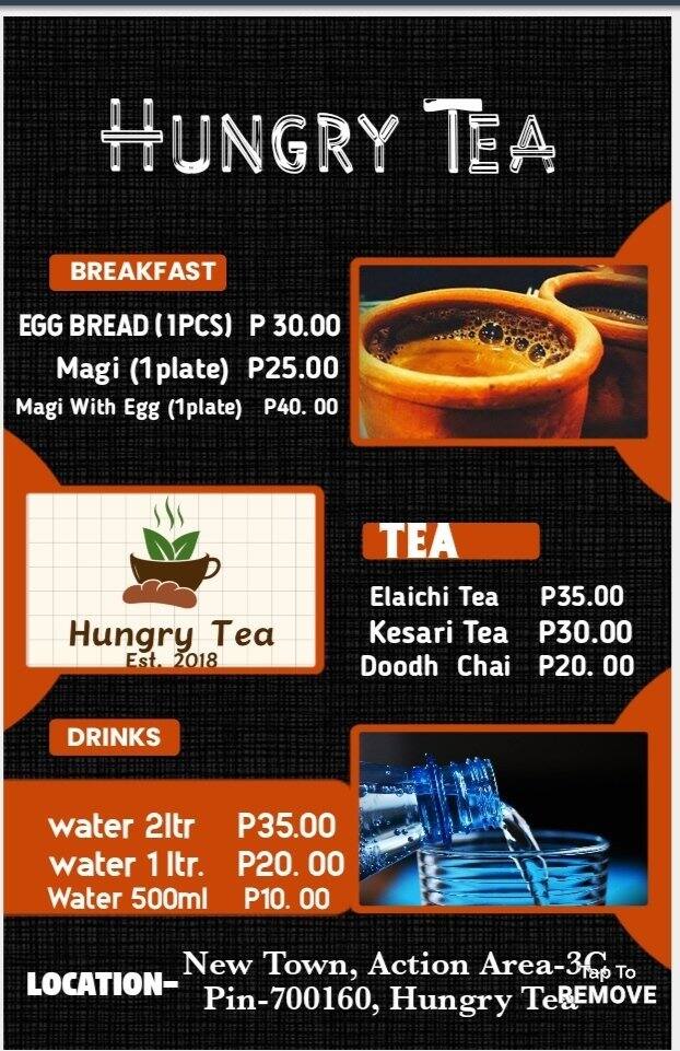 Menu of Hungry Tea, New Town, Kolkata