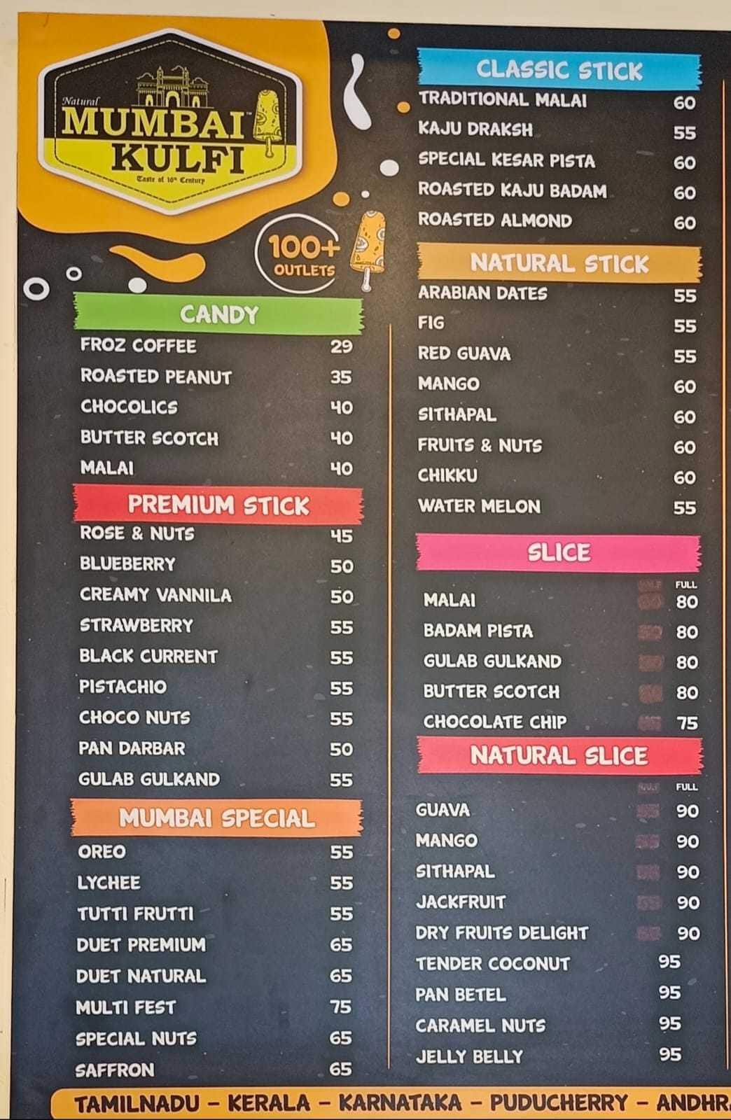 Menu of Mumbai Kulfi, Medavakkam, Chennai