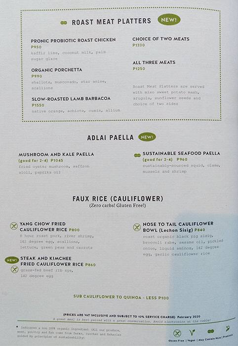 Menu at Green Pastures cafe, Taguig, Seven/NEO