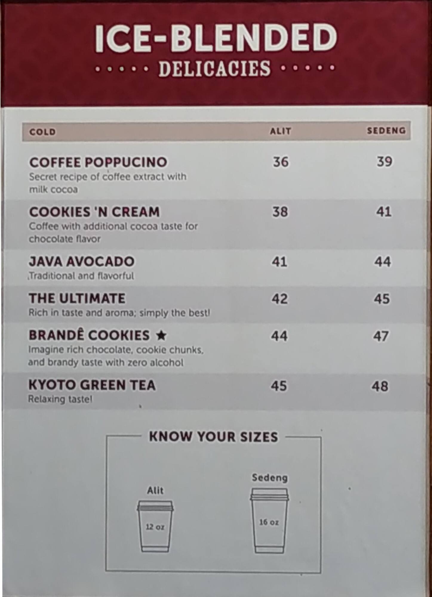 Menu at Bengawan Solo Coffee SPBU PIK cafe, Jakarta, Jl. Marina Raya