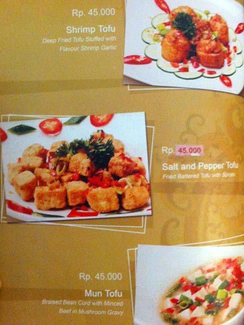 Menu at Rice restaurant, Jakarta, Jl. Darmawangsa VI