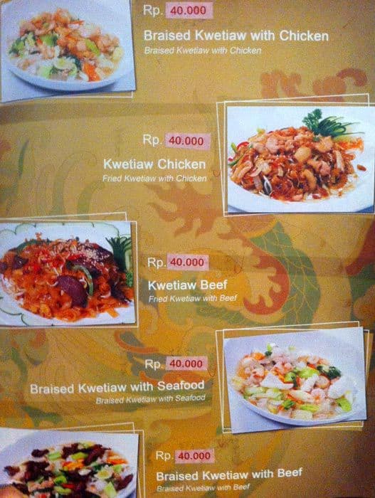 Menu at Rice restaurant, Jakarta, Jl. Darmawangsa VI