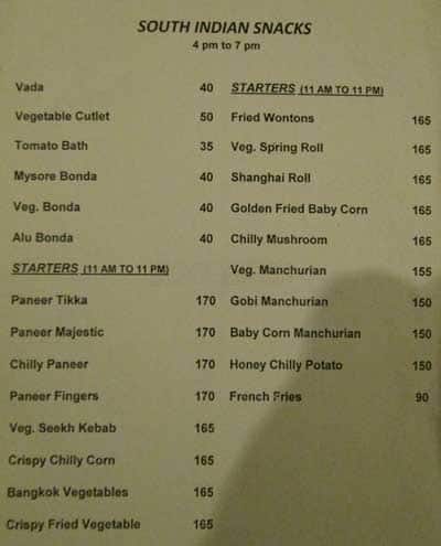 Menu at Veda Veg Restaurant, Hyderabad