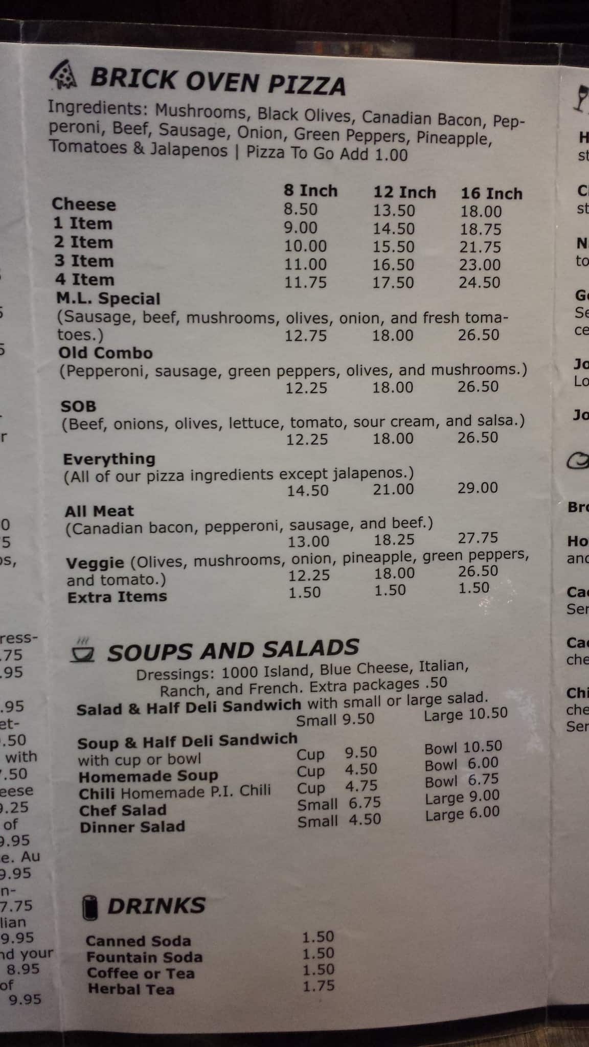 Menu at Park Inn pub & bar, Spokane, 103 W 9th Ave