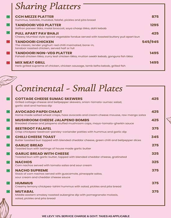 Menu at Connaught place, New Delhi, J675+HJC