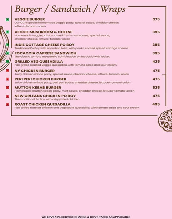 Menu at Connaught place, New Delhi, J675+HJC