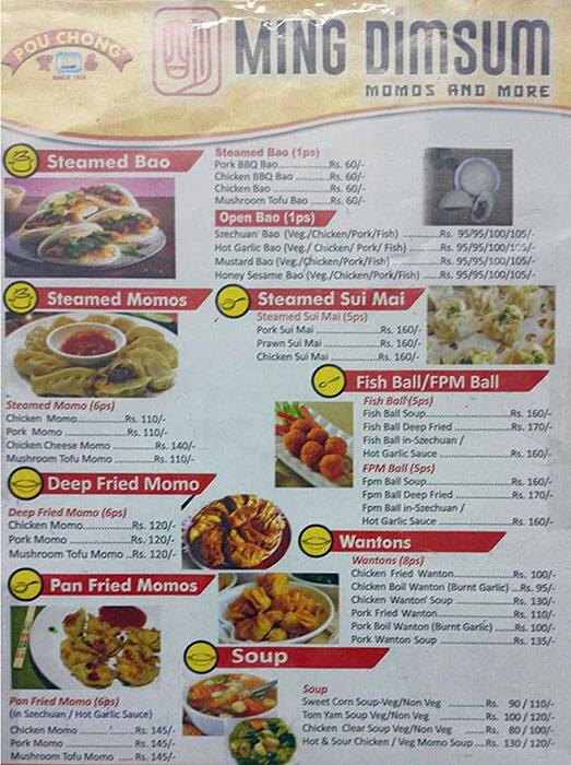 Menu of Pou Chong And Ming Dimsum, Tangra, Kolkata