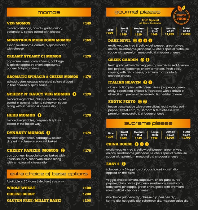 Menu at The Great Indian Pizza, Mumbai
