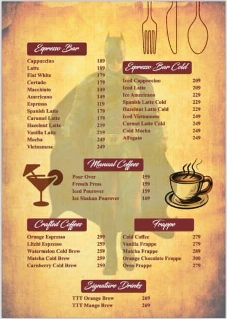 Menu of The Tasty Theory Restro Cafe, Gachibowli, Hyderabad