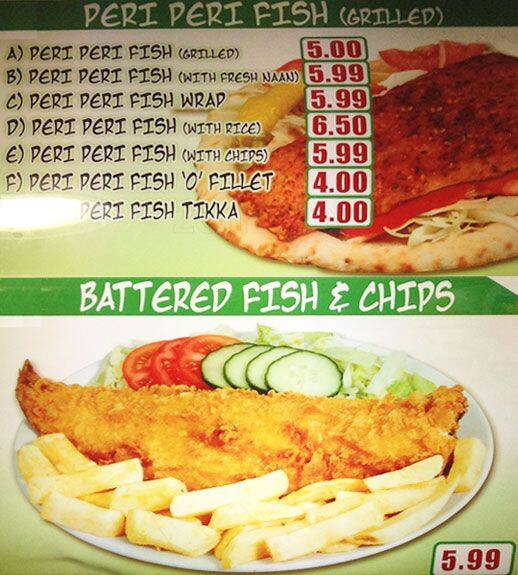 Menu at Chicken Valley restaurant, London, 119 South Lambeth Road