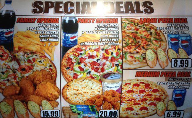 Menu at Chicken Valley restaurant, London, 119 South Lambeth Road