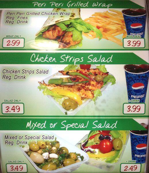 Menu at Chicken Valley restaurant, London, 119 South Lambeth Road