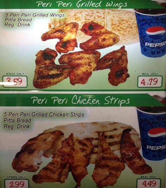 Menu at Chicken Valley restaurant, London, 119 South Lambeth Road