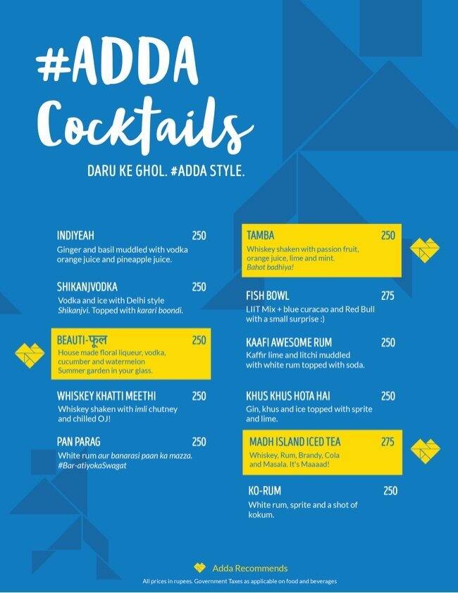 Adda Menu, Menu for Adda, Pimple Saudagar, Pune - Zomato