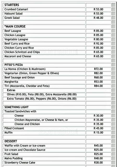 Menu at The Bistro - Midrand Conference Centre, Midrand