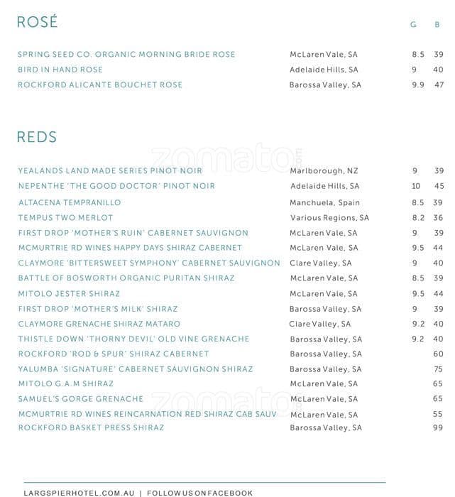 Menu at Largs Pier Hotel pub & bar, Largs Bay