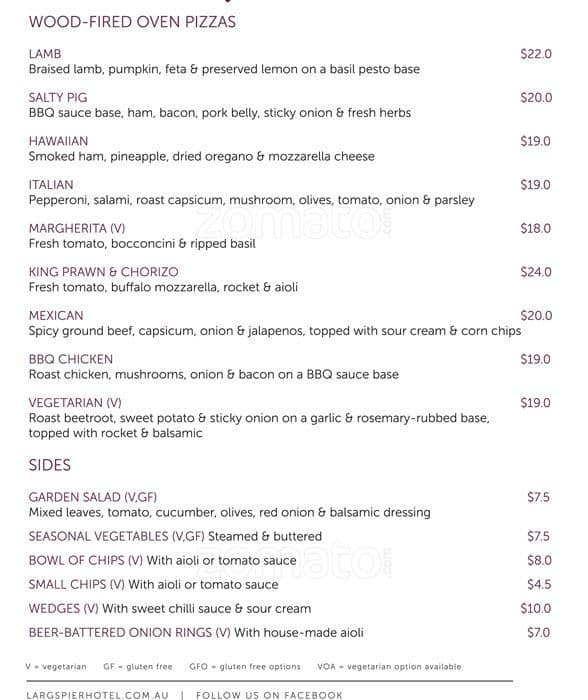 Menu at Largs Pier Hotel pub & bar, Largs Bay