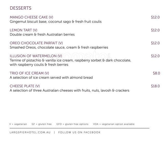 Menu at Largs Pier Hotel pub & bar, Largs Bay